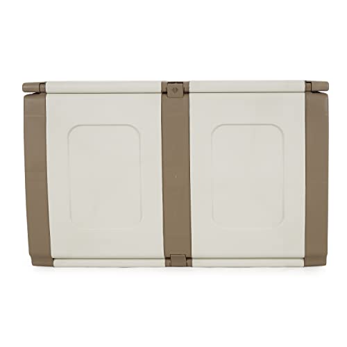 Homeplast Regular 52.83 Gallon Capacity Indoor Outdoor Heavy Duty Plastic Deck Box Storage Trunk, Beige/White