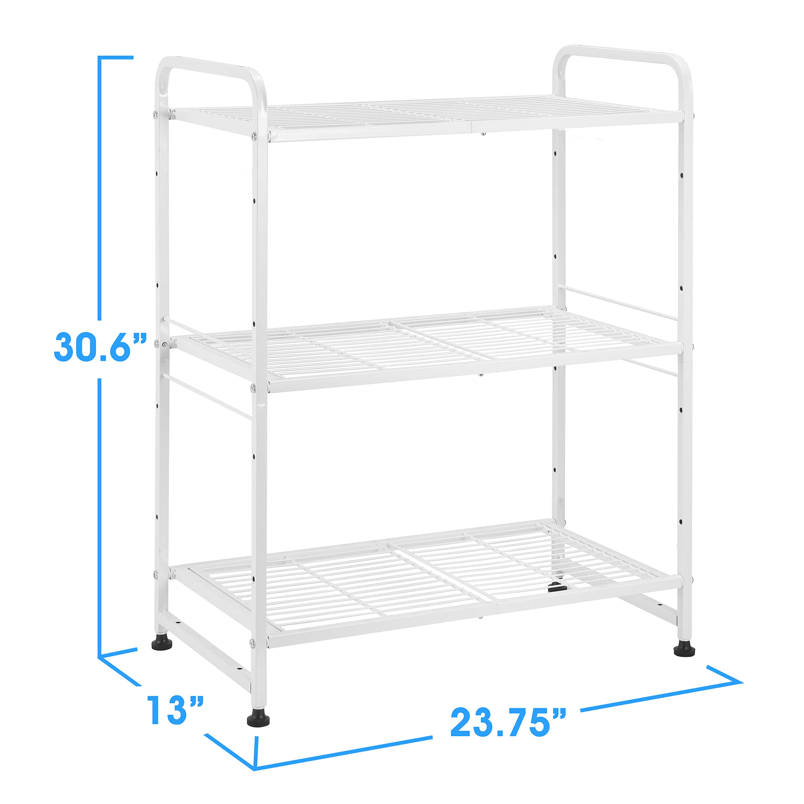 Simple Trending 3-Tier Stackable Wire Shelving Unit Storage Rack, Expandable & Adjustable Kitchen Storage Cabinet Shelf Organizer, White