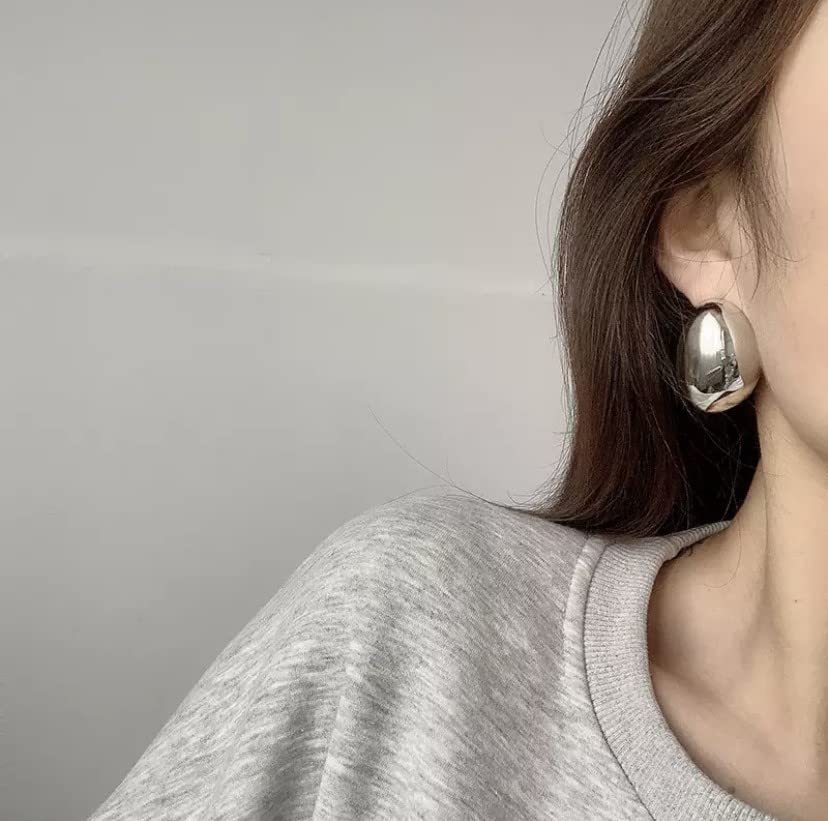 Gold & Silver Plated Statement Trendy Style Oversize Earrings (Silver)