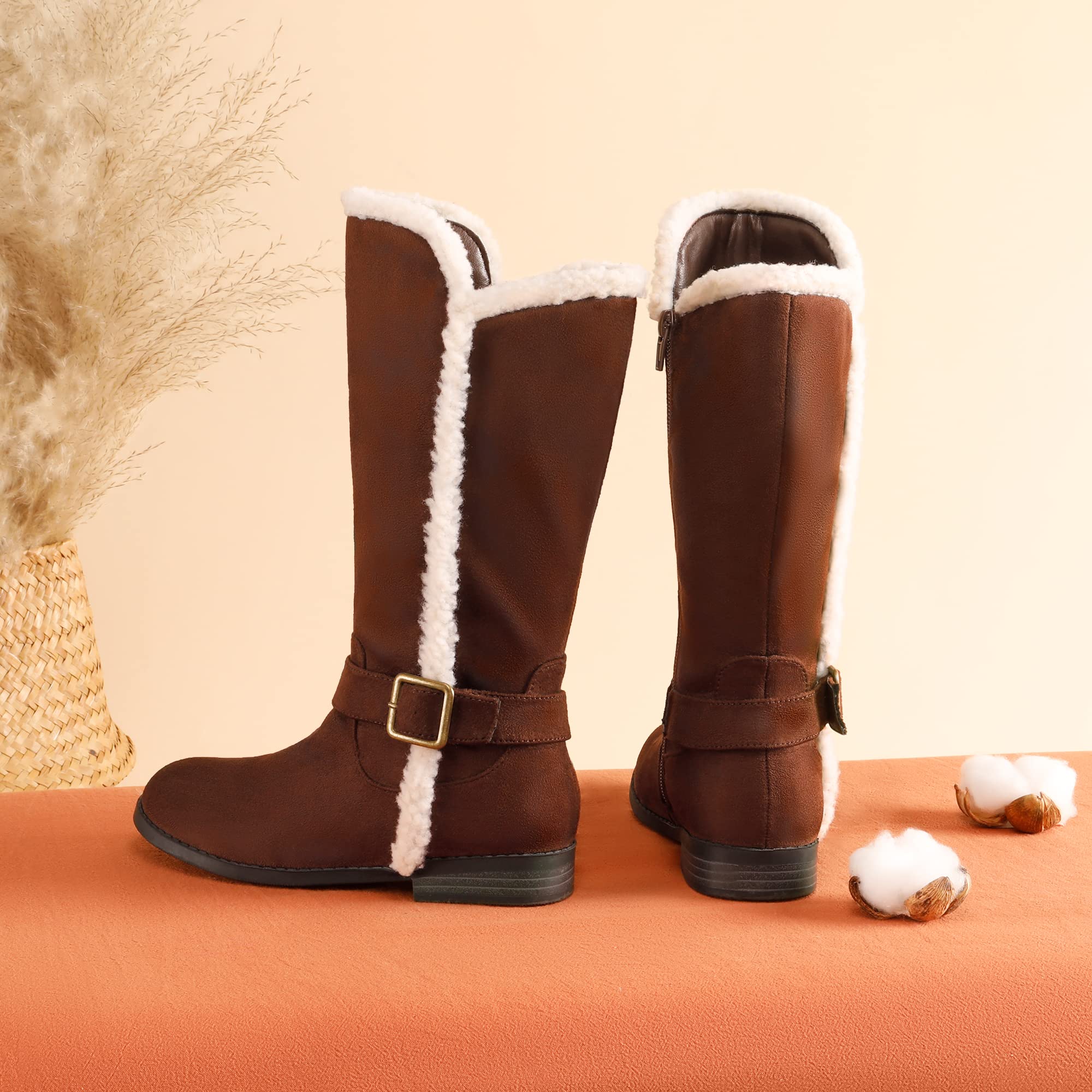 DREAM PAIRS SDBO2213K Girls Knee High Boots Side Zipper Mid Calf Boots Black Size 2 Little Kid