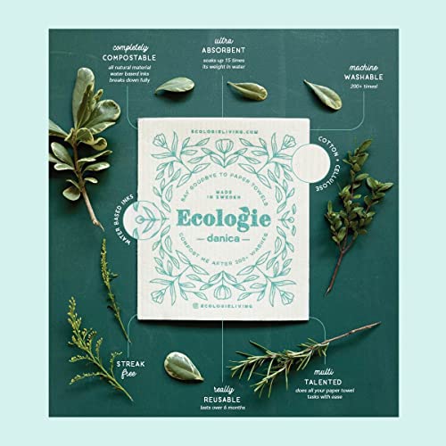Ecologie Swedish Sponge Reusable Dishcloth, Bali Blue 2 Count