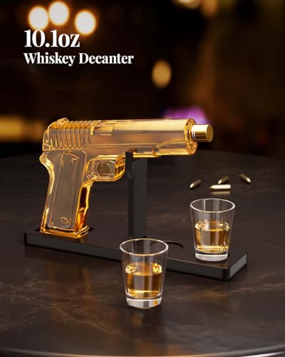 Gifts for Men Dad, 10.1 Oz Whiskey Decanter Set with 2 Glasses, Unique Dad Birthday Gift Ideas from Daughter Son, Personalized Liquor Dispenser for Liquor Scotch Bourbon Vodka