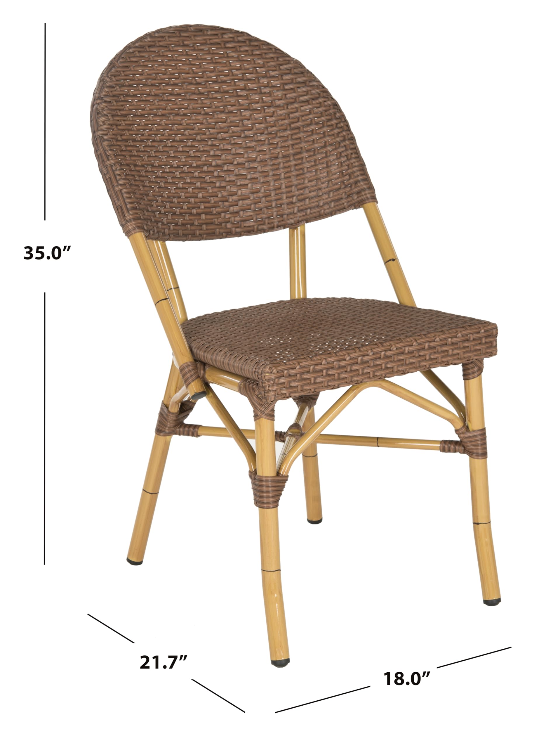 SAFAVIEH Home Collection Barrow Indoor/Outdoor, Set of 2, Brown Stacking Side Chair, 0