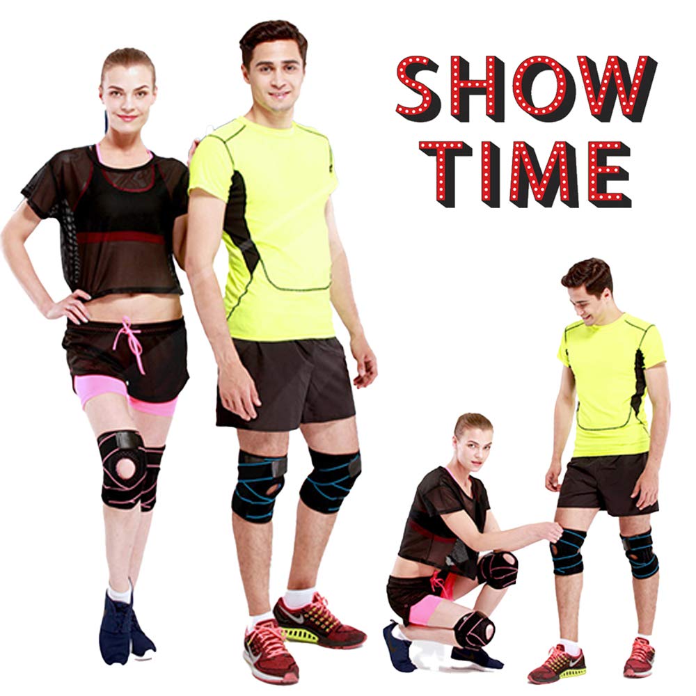 Fay Bless Knee Braces for Knee Pain for Men & Women with Elastic Strap for Running, Hiking, Arthritis, ACL, Meniscus Tear, Sports (1 PCS,Blue)