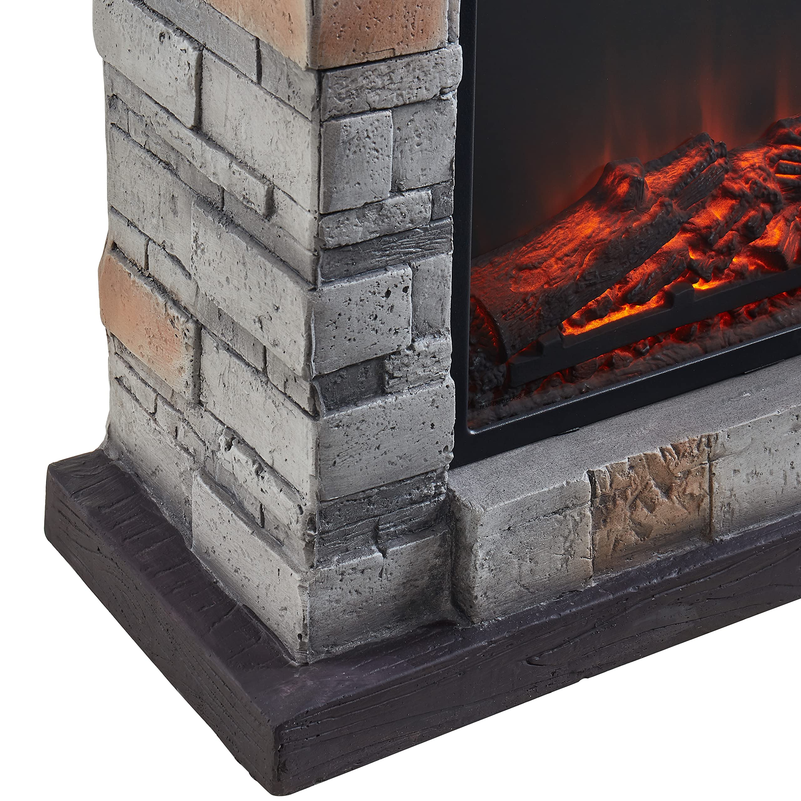 Edwin's Choice Electric Fireplace with Mantel, 28”W Faux-Stone Fireplace Mantel,Freestanding Fireplace, Realistic Flame Effect and 3D Log, Room Heater 28”Wx11”Dx31”H Gray