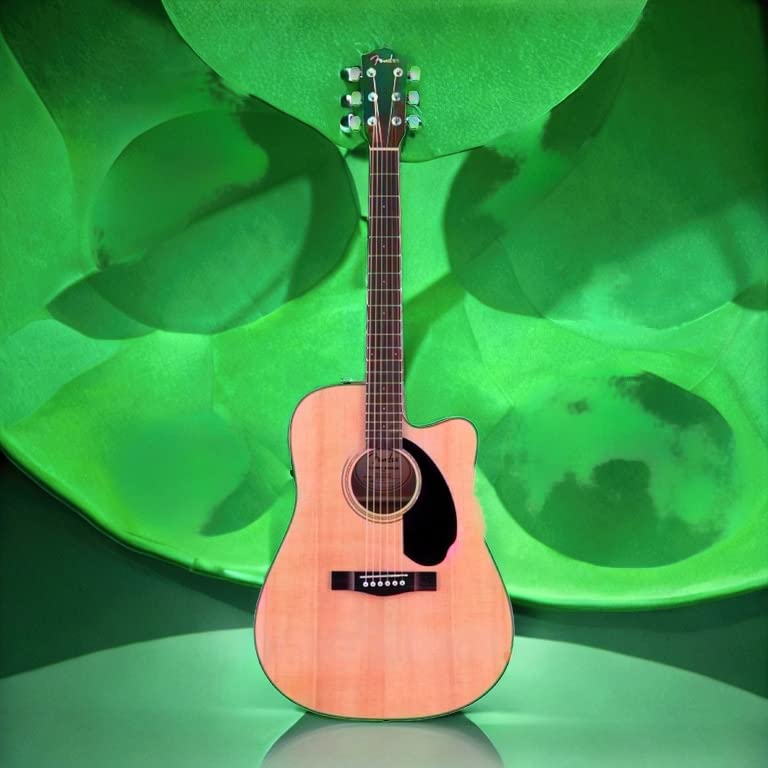 Fender CD-60SCE Dreadnought Cutaway Acoustic Electric Guitar, with 2-Year Warranty, Fishman Pickup and Preamp System, Natural