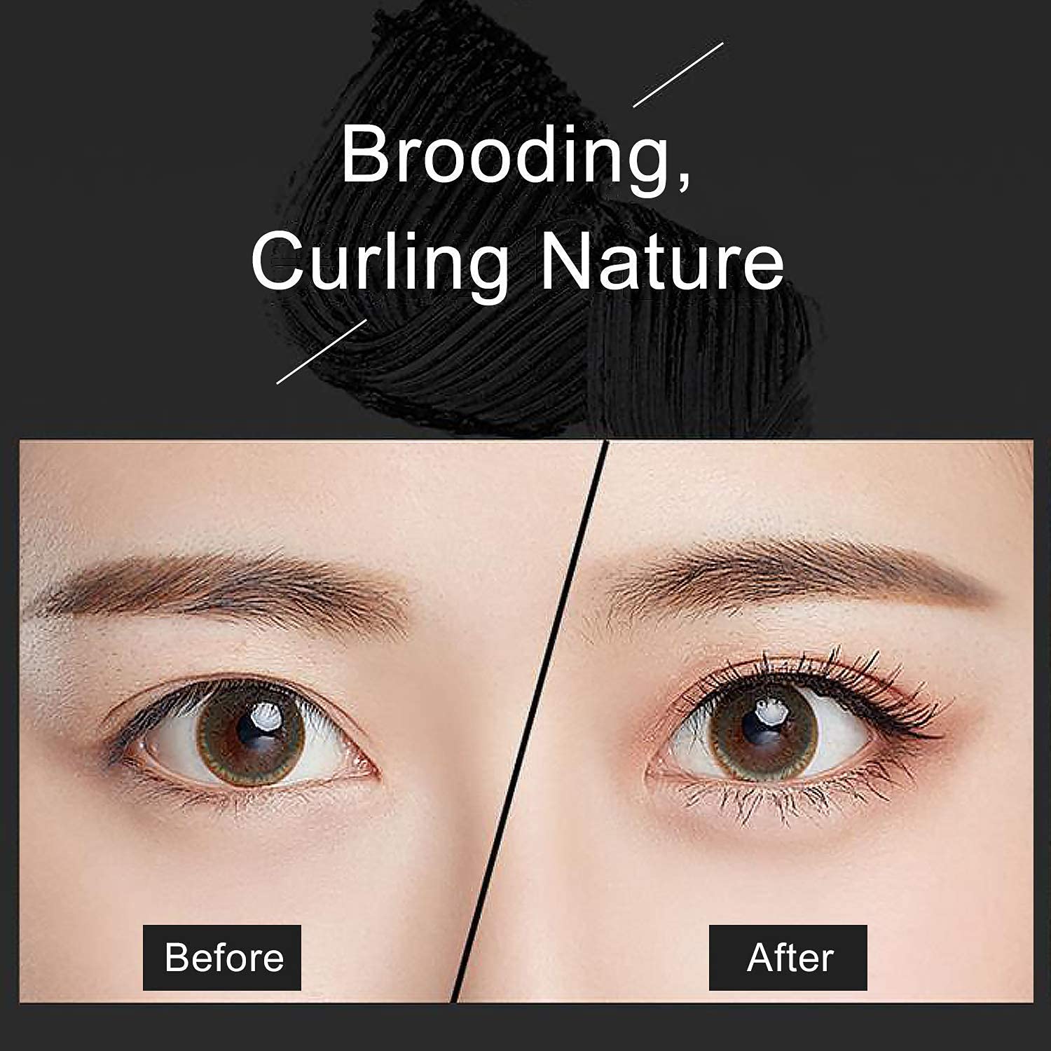 GECOMO Mascara Black Volume and Length with 2 in 1 Mascara Wand, 4D Silk Fiber Lash Mascara Waterproof, No Smudging, No Clumping, No Flaking, Thick & Black, Best Mascara for Women