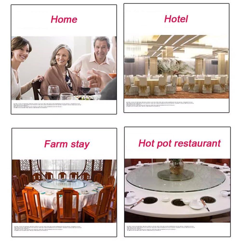 Lazy Susan Turntable Round Tabletop Rotating Serving Tray,27/32/36inch Dining Table Serving Plate With Aluminum Alloy Bearing,Transparent (Size : 90cm/36in)