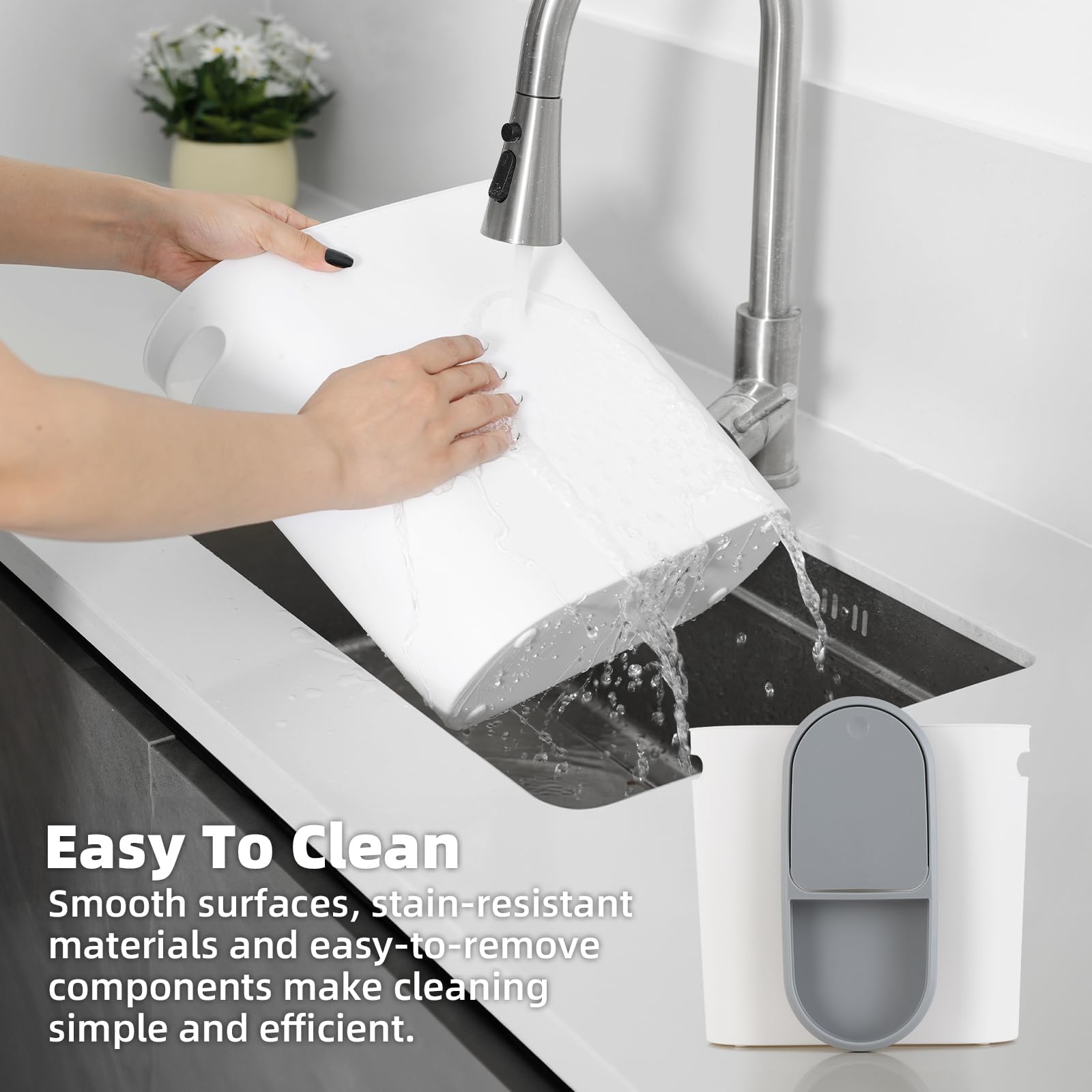 LOVEWE Bathroom Trash Can, Compact and Durable Plastic Wastebasket with Built-in Handles, Easy to Clean, Rustproof, Space-Saving Design, Ideal for Small Spaces in Bathroom, Laundry, and Home Office
