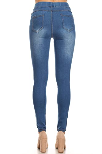 Women's Stretch Pull-On Skinny Ripped Distressed Denim Jeggings Pants 3XL Blue-69
