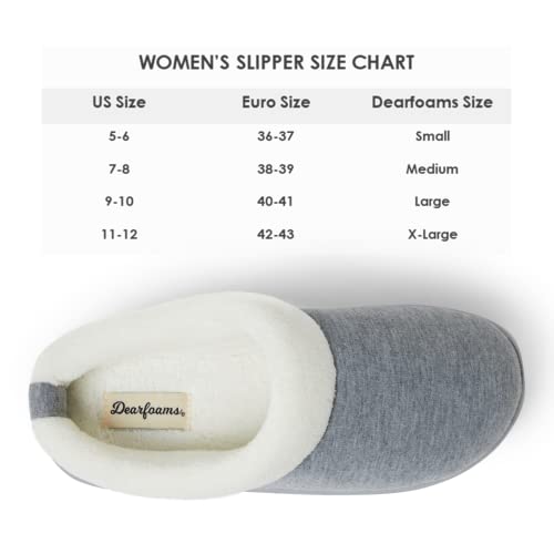 Dearfoams Women's Olive Memory Foam Sweatshirt Clog Slipper, Light Heather Grey, Large