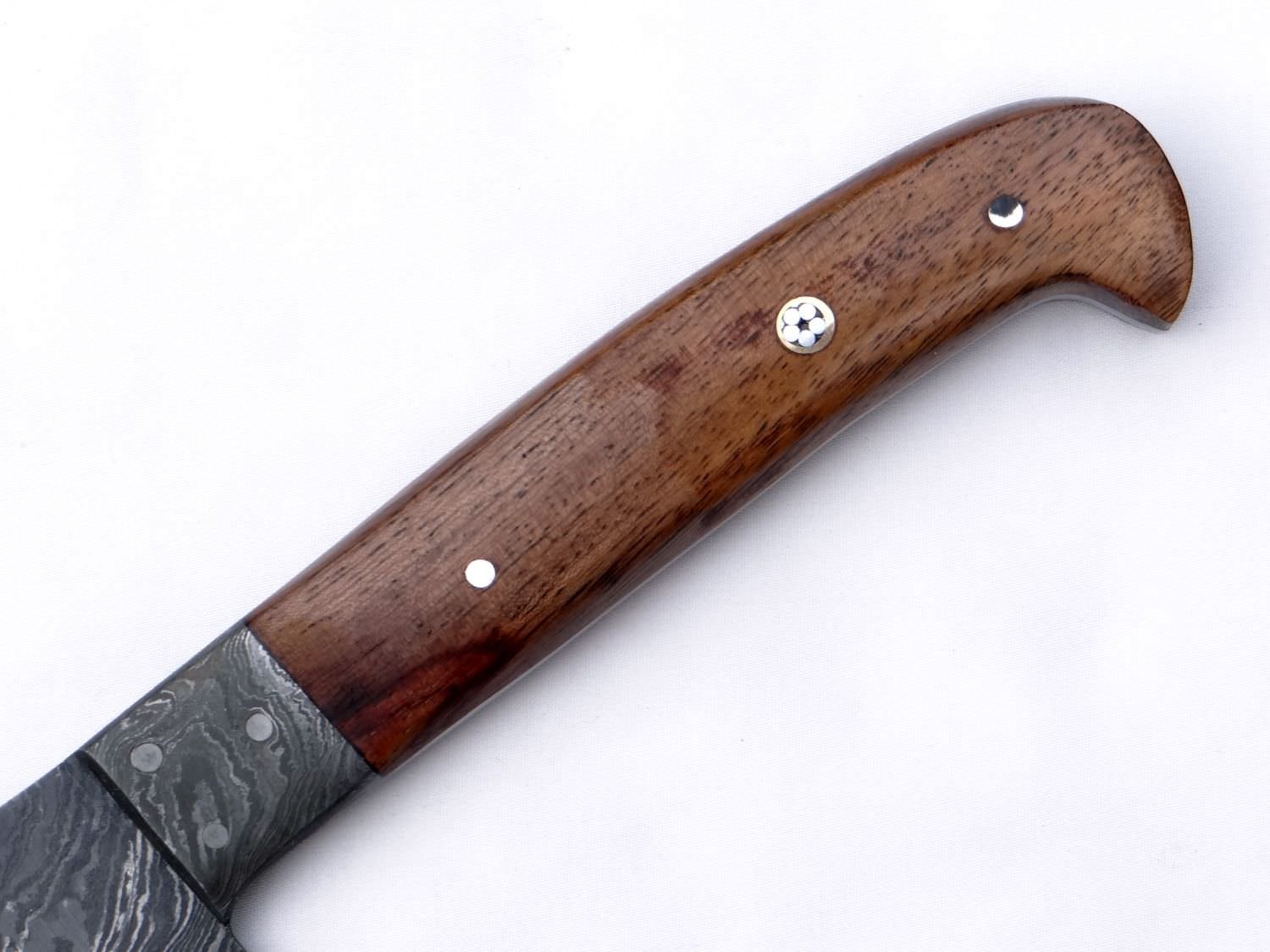 Custom Handmade Kitchen Chef Knife Damascus Steel bolster Walnut Wood 12"