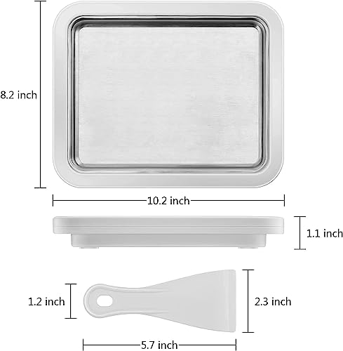 Roller Ice Cream Maker - Stainless Steel - 10 * 8 inch Family Large Size, DIY Soft Serve Machine for Homemade Ice Cream, Frozen Yogurt, Rolled Ice Cream