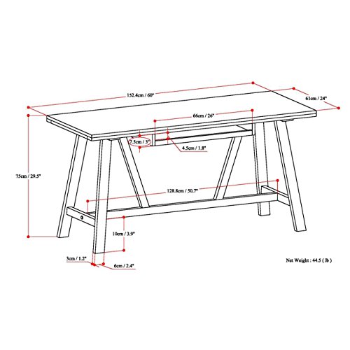 SIMPLIHOME Dylan SOLID WOOD Modern Industrial 60 inch Wide Home Office Desk, Writing Table, Workstation, Study Table Furniture in Driftwood