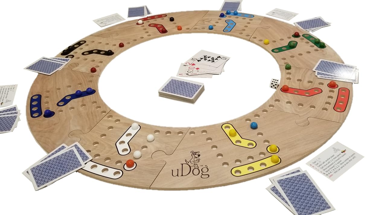 uDog Board Game | Old-Fashioned Fun for 2â12 Players | Handmade in The USA | Durable Wooden Pieces to Last a Lifetime | Family Game Night (8-Player)