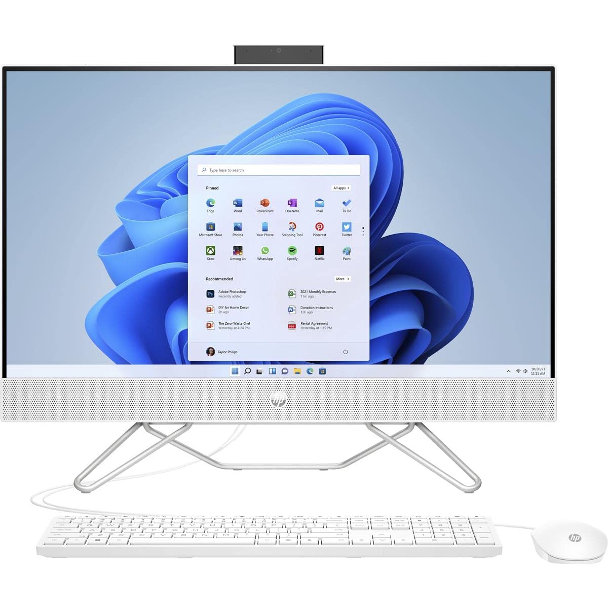 HP 27-cb1277c 27" Full HD Touchscreen All-in-One Desktop Computer, AMD Ryzen 7 5825U 2.0GHz, 16GB RAM, 512GB SSD + 1TB HDD, Windows 11 Home, Starry White - Refurbished (Renewed)