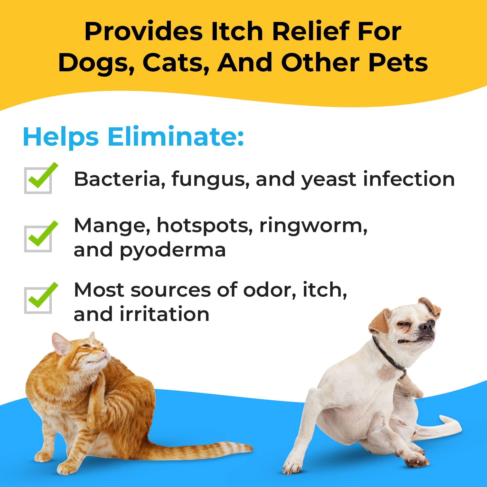 Smiling Paws Pets - Antibacterial & Antifungal Wipe for Dogs & Cats - Contains Ketoconazole & Chlorhexidine - Skin Treatment for Yeast Infection, Ringworm, Pyoderma, Bacteria & Fungus - 50ct (2 Pack)