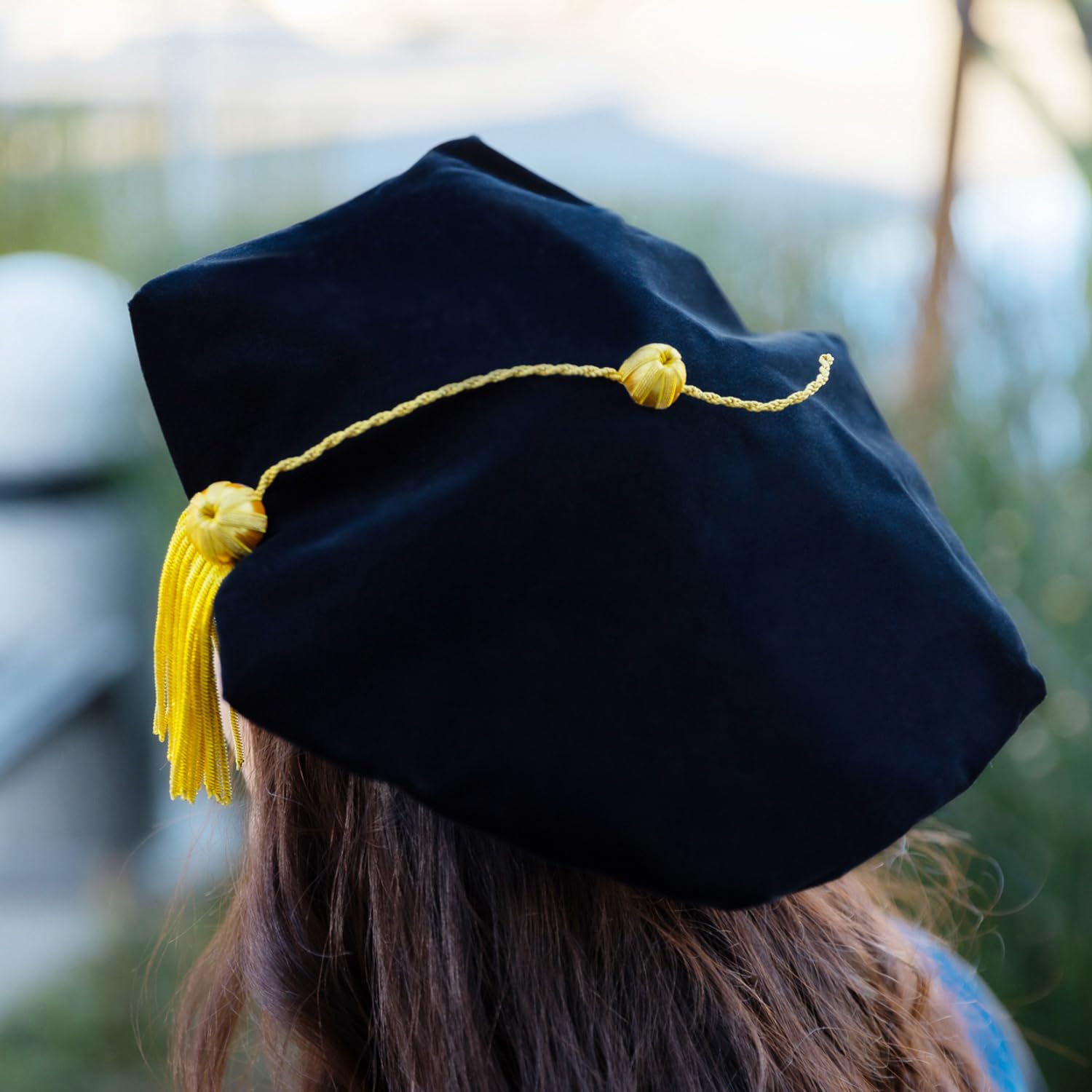 Endea Graduation Deluxe Doctoral Tam with Six Sides and Gold Bullion Academic Regalia Unisex