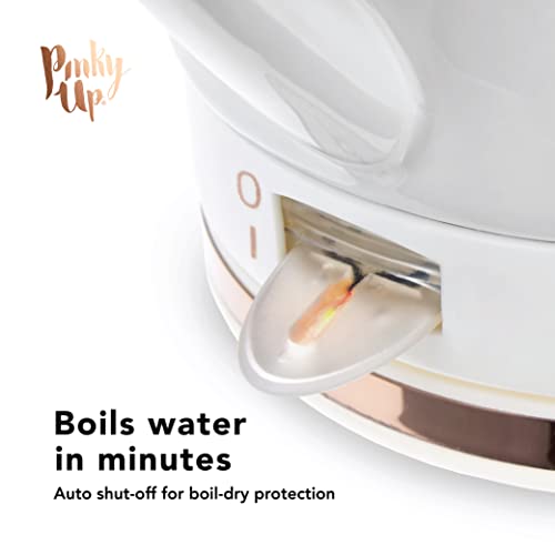 Pink Up Noelle Electric Tea Kettle, Gooseneck Kettle, Hot Water Dispenser, Pour Over Coffee, Automatic shut off, Cordless, Electric Teapot, 1.5L, Ceramic, Grey