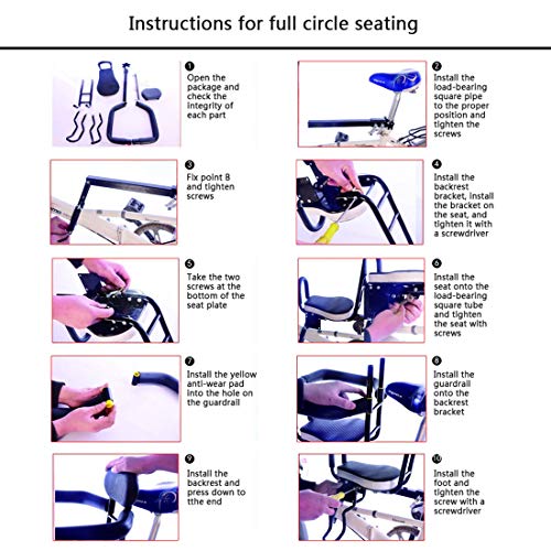 FenglinTech Baby Bike Seat, Front Mounted Child Bike Seat with Back Rest, Foot Pedals and Handrail