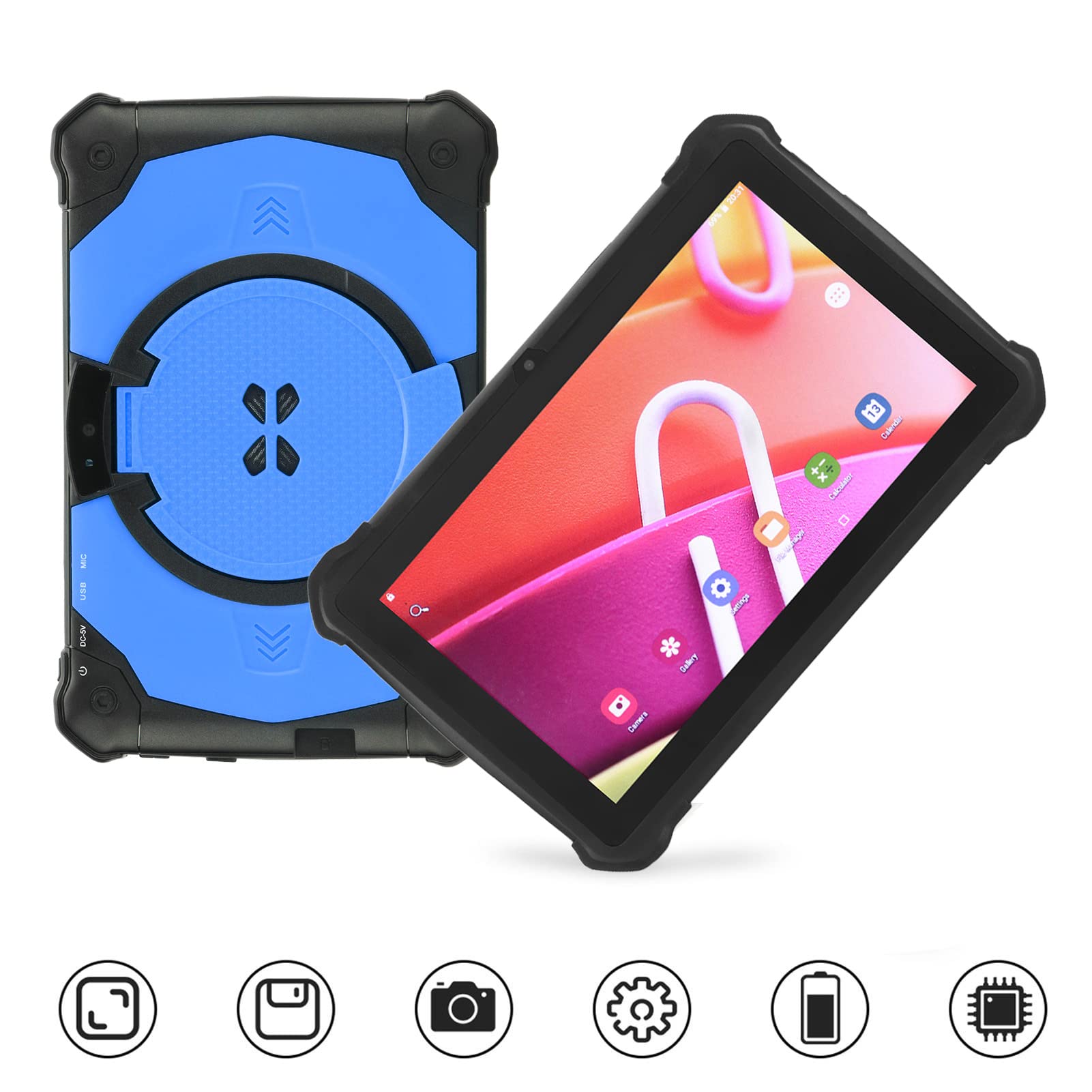 Kids Tablet, Rear 8MP 1960x1080 US Plug 7in Tablet for Entertainment (Blue)