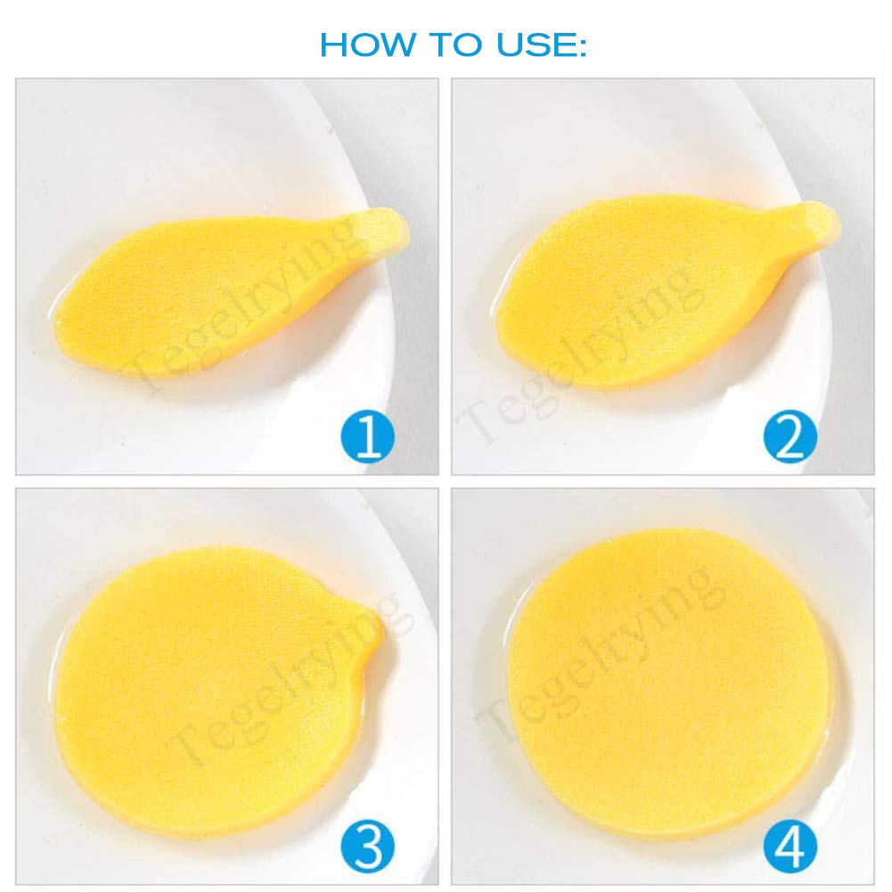Facial Sponge Compressed,60 Pcs PVA Professional Makeup Removal Wash Round Face Sponges Spa Pads Exfoliating Cleansing for Women,Yellow