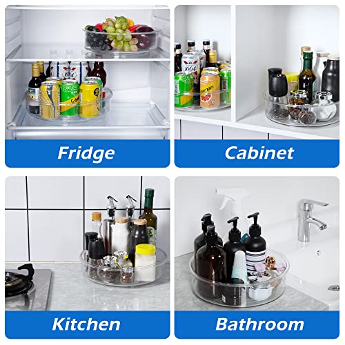 Lazy Susan Organizer for Cabinet, 12 Inch &10 Inch Clear Lazy Susan Turntable for Fridge, Pantry Organization and Storage, Kitchen Spice Rack, Bathroom, Vanity, Countertop, Under Sink and Table
