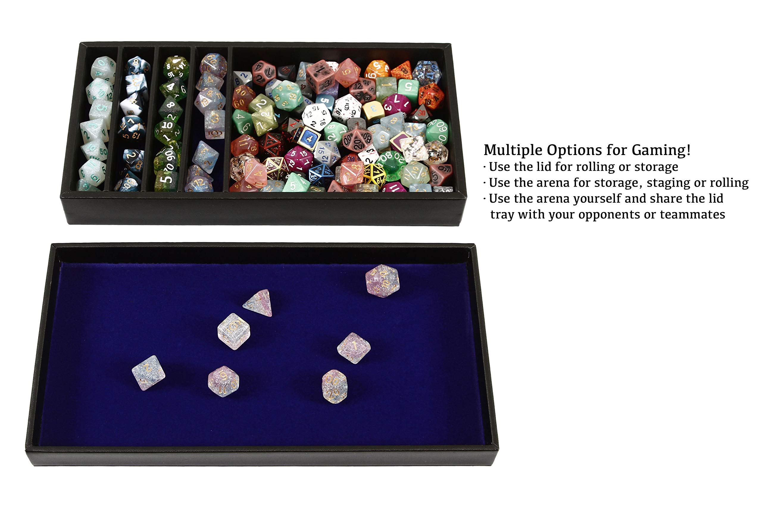 Forged Dice Co. Dice Battle Pit Dice Tray - 2 Dice Trays in 1 with Staging Area - Rolling Tray and Storage Compatible with Any Dice Game, D&D and RPG Gaming - Blue