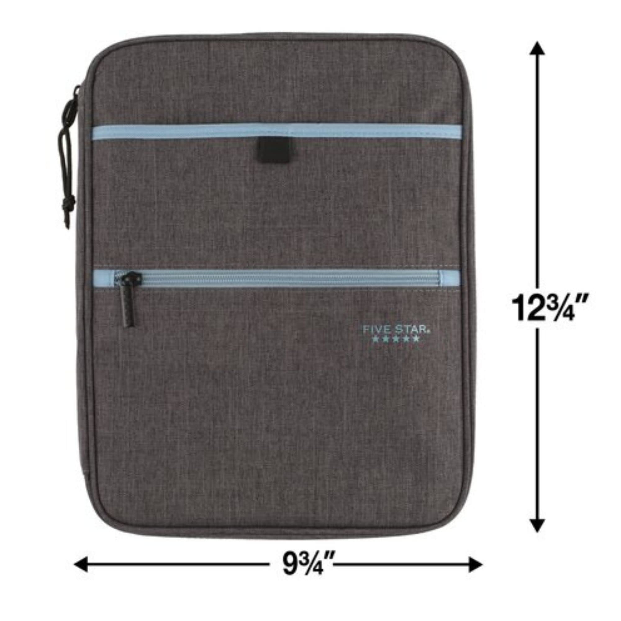 Five Star Zipper Binder, 1 Inch 3-Ring Binder, Carry-All with Internal Pockets and Dividers, 375 Total Sheet Capacity, Heathered Gray/Mint (29092BH0)