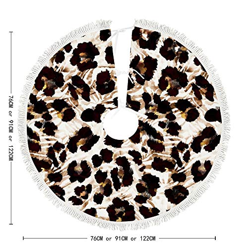 Dream Bay Christmas Tree Skirt,Leopard Christmas Tree Mat for Xmas Party Decoration 30x30 Inches