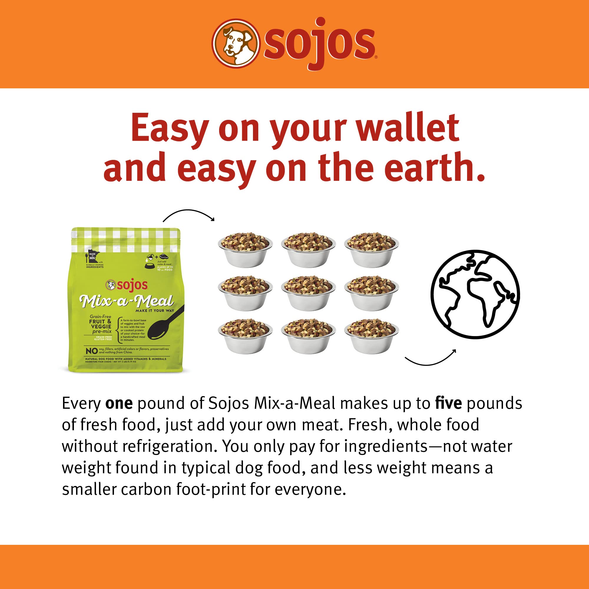 Sojos Mix-A-Meal Grain-Free Pre-Mix Dehydrated Dog Food, 8 lb