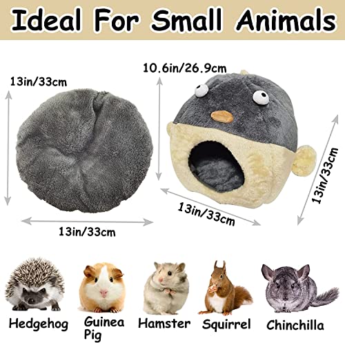 PINVNBY Guinea Pigs Cave Bed Cute Habitat Warm Small Animal Hideout Cave Fleece Cage Nest Accessories Removable Washable Pillow Mat for Bunny Chipmunk Hamster Hedgehog