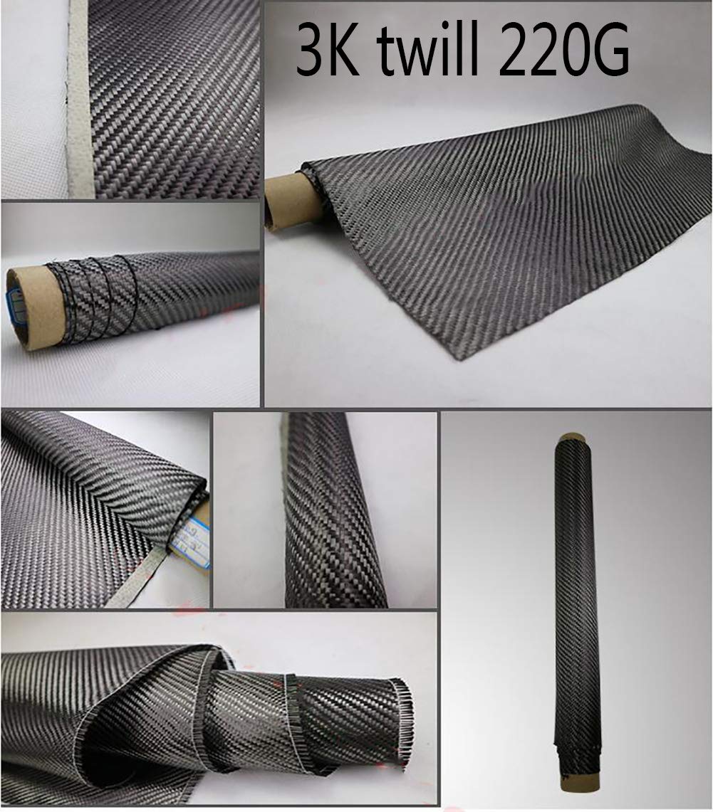 SOFIALXC Carbon Fiber Fabric Cloth 220g/m² (19.7inch x39.37inch)-Twill-50cmx100cm