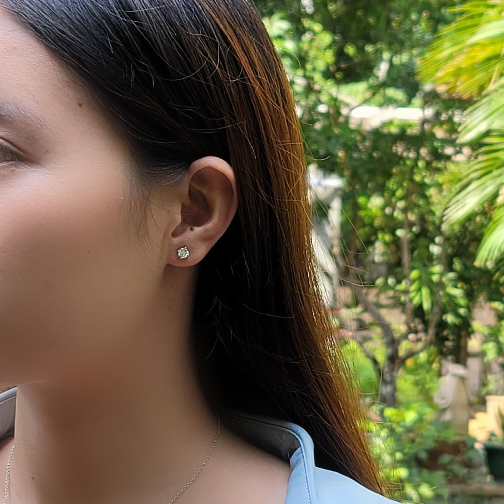 DovEggs 10K White Gold Post 1CTW 5mm Heart Arrows Cut Moissanite Stud Earrings Sterling Silver Push Back for Women (10K White Gold Post)