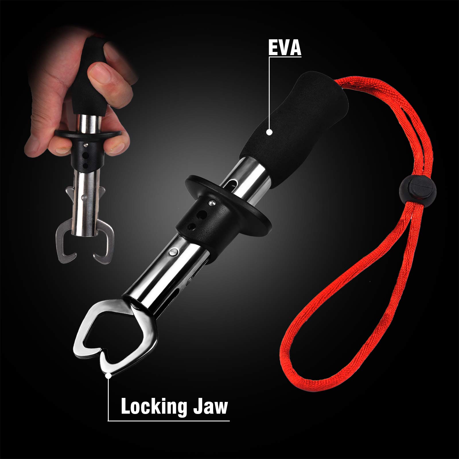 Fiblink Portable Fish Lip Grabber Gripper Grip Tool Fish Holder Stainless Steel Fishing Gear (General Gripper No Scale)