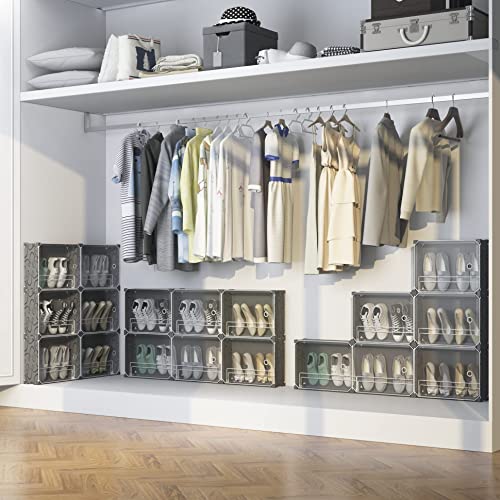 MAGINELS 6 Tier Shoe Rack Organizer with Cover, Slim Shoe Storage Cabinet, Behind The Door, Narrow Shoe Shelf for Closet, entryway, Black