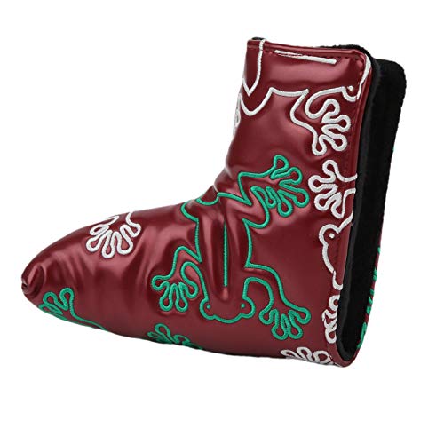 Embroidery Putter Headcover, Waterproof Golf Putter Head Cover, with Strong Magnetic Closure, Wine Red for Golf Home(Red Wine)