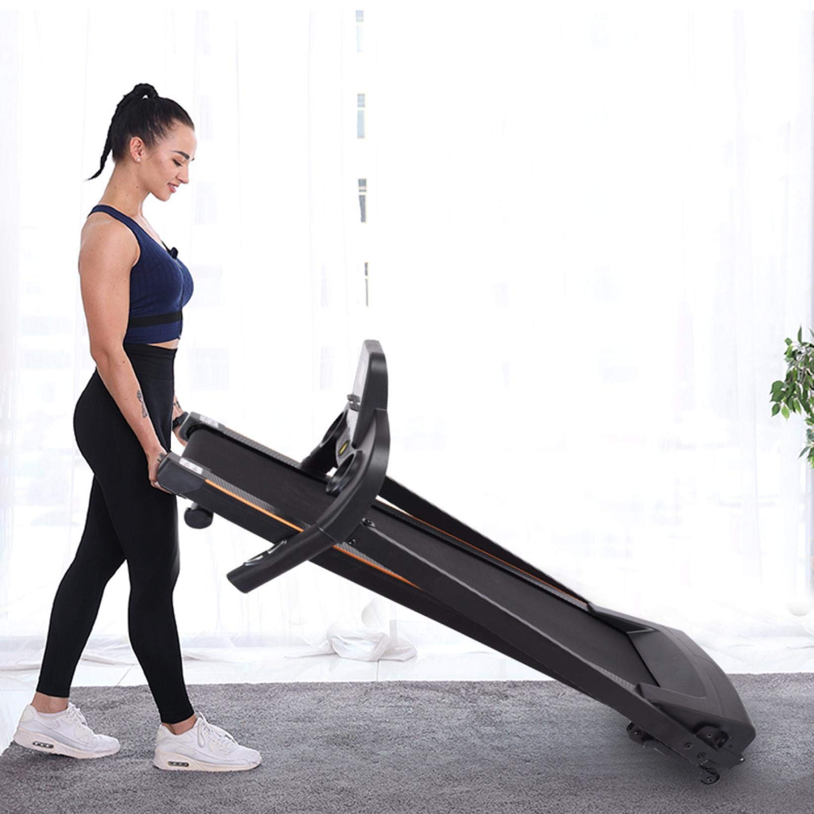 Fan-Ling Multifunctional Fitness Treadmill Machine,Foldable Electric Running Machine High Power 2.0HP Treadmills with LCD Display Screen for Indoor Sport