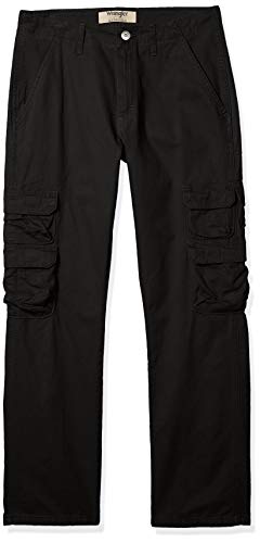 Wrangler Authentics Men's Premium Relaxed Fit Straight Leg Cargo Pant, Black, 38W X 30L