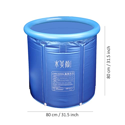 G Ganen Ice Bath Hot Tub Unisex Portable Foldable Inflatable 3 Layer PVC SPA Freestanding Bathtub For Athletes, 31.5 Inch Blue