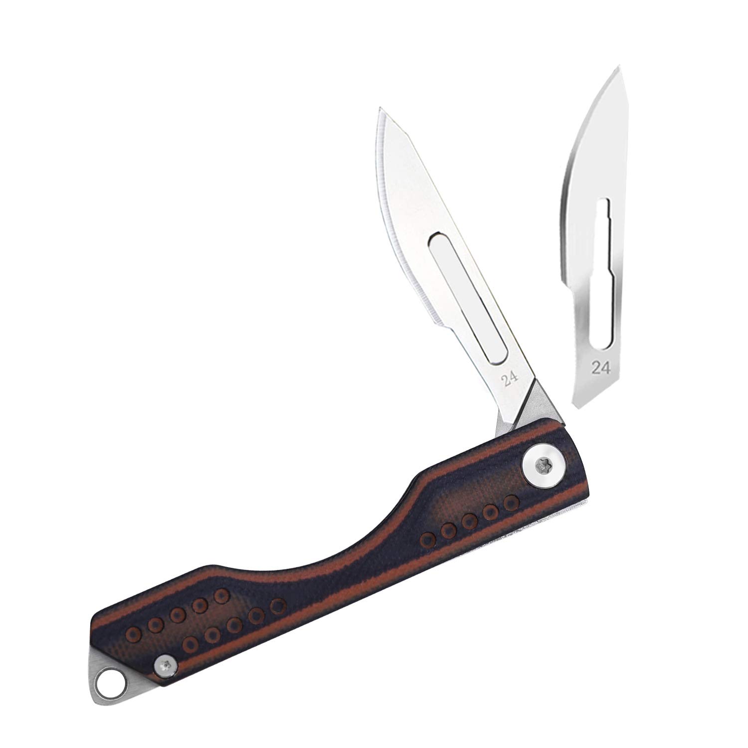 edcfans Folding Pocket Knife G10 Handle, Skinning Knives for Hunting, Scalpel Knife with 10 Razor Sharp Surgical #24 Carbon Steel Replacement Blades, Perfect EDC Keychain Utility Knife for Outdoor