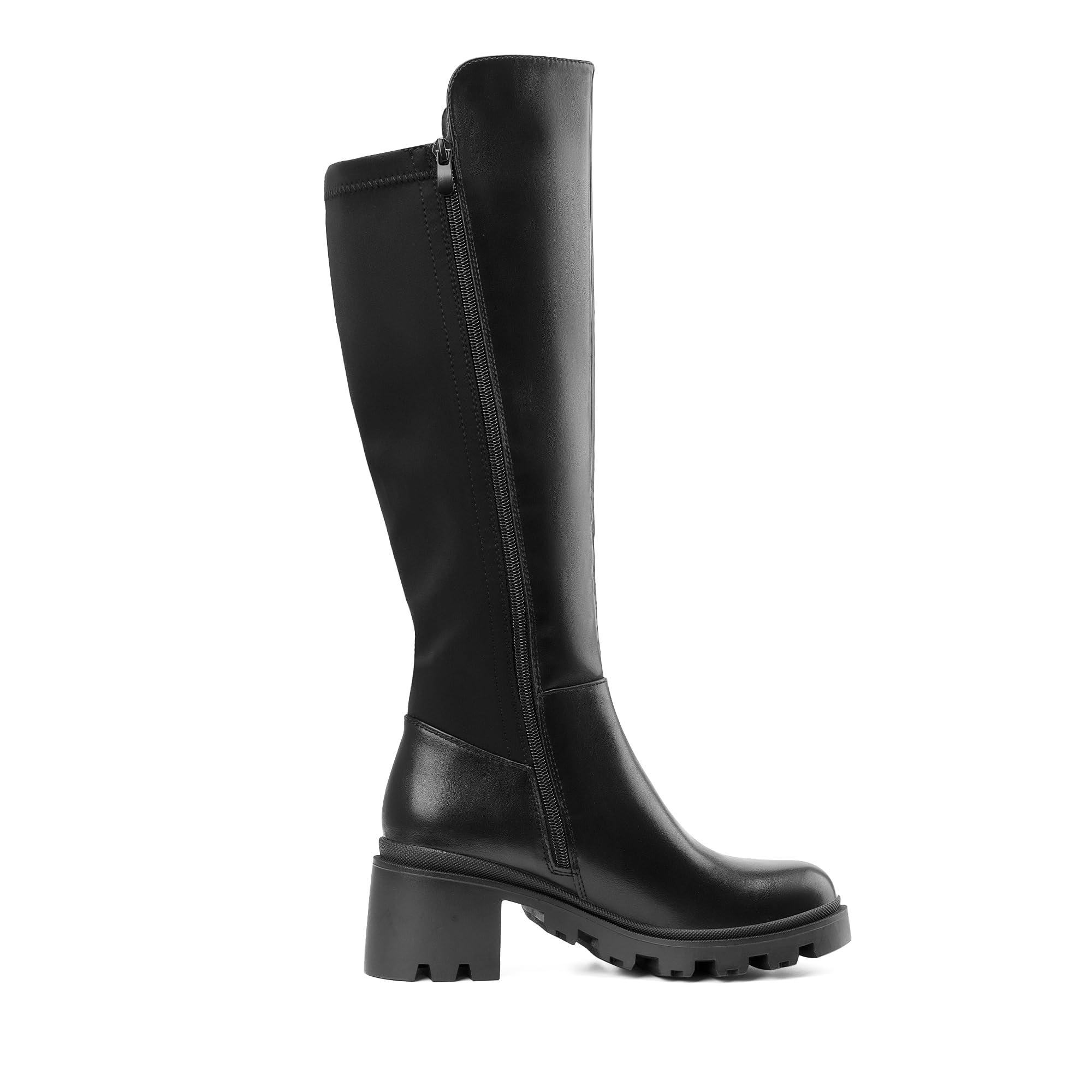 DREAM PAIRS Women's Knee High Boots, Comfortable Chunky Platform Round Toe Stretch Boots for Women, SDKB2310W, BLACK, 8.5