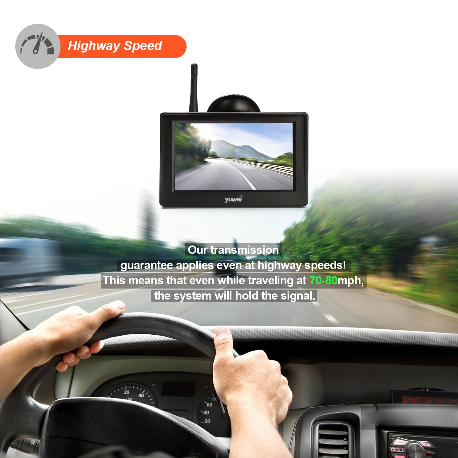 Digital Wireless Backup System, Waterproof and Night Vision Wireless License Plate Rear View Camera + 4.3ββ Wireless Display for RV, Cars, Truck, Vans