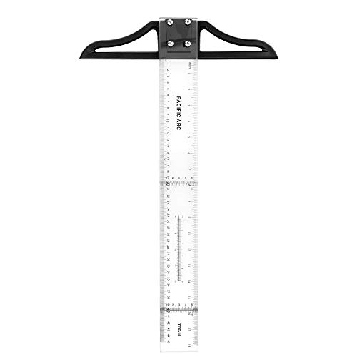 Pacific Arc 36 Inch T Square, Traditional Acrylic Graduated in Inch and Metric, Detachable Head
