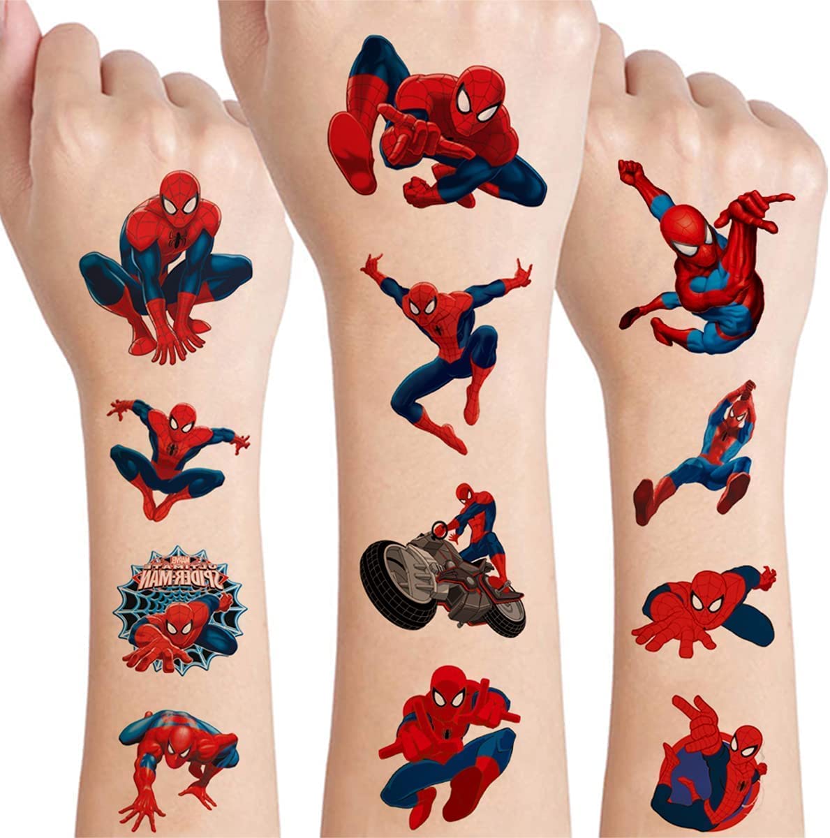 HCNOCNB Spider_man Temporary Tattoos Set for Kids(8sheets) Superhero Avengers Temporary Tattoos for Boys