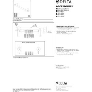 Delta Faucet 41812-CZ Contemporary Wall Mounted 12" ADA Decorative Bath Safety Grab Bar in Champagne Bronze