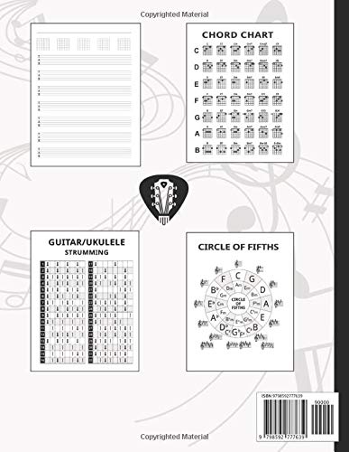 Guitar Tablature Notebook with Extra Charts: "Blank Guitar Tablature Paper, Standard Tab Manuscript Paperback Chord Chart Ukulele Strumming, Circle of Fifths "