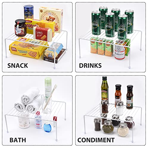 yaenoei Set of 6 - Kitchen Storage Shelf Rack (13.1 x 10.2 Inch)/Plastic Feet - Medium - Steel Metal - Rust Resistant Finish - Cups, Dishes, Cabinet & Pantry Organization - Kitchen (White)
