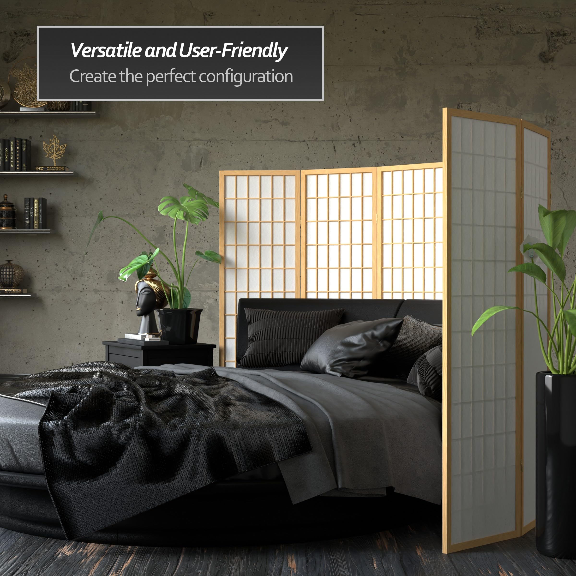 Red Lantern WP60-NAT-4P Folding Screen, 4 Panel, Natural