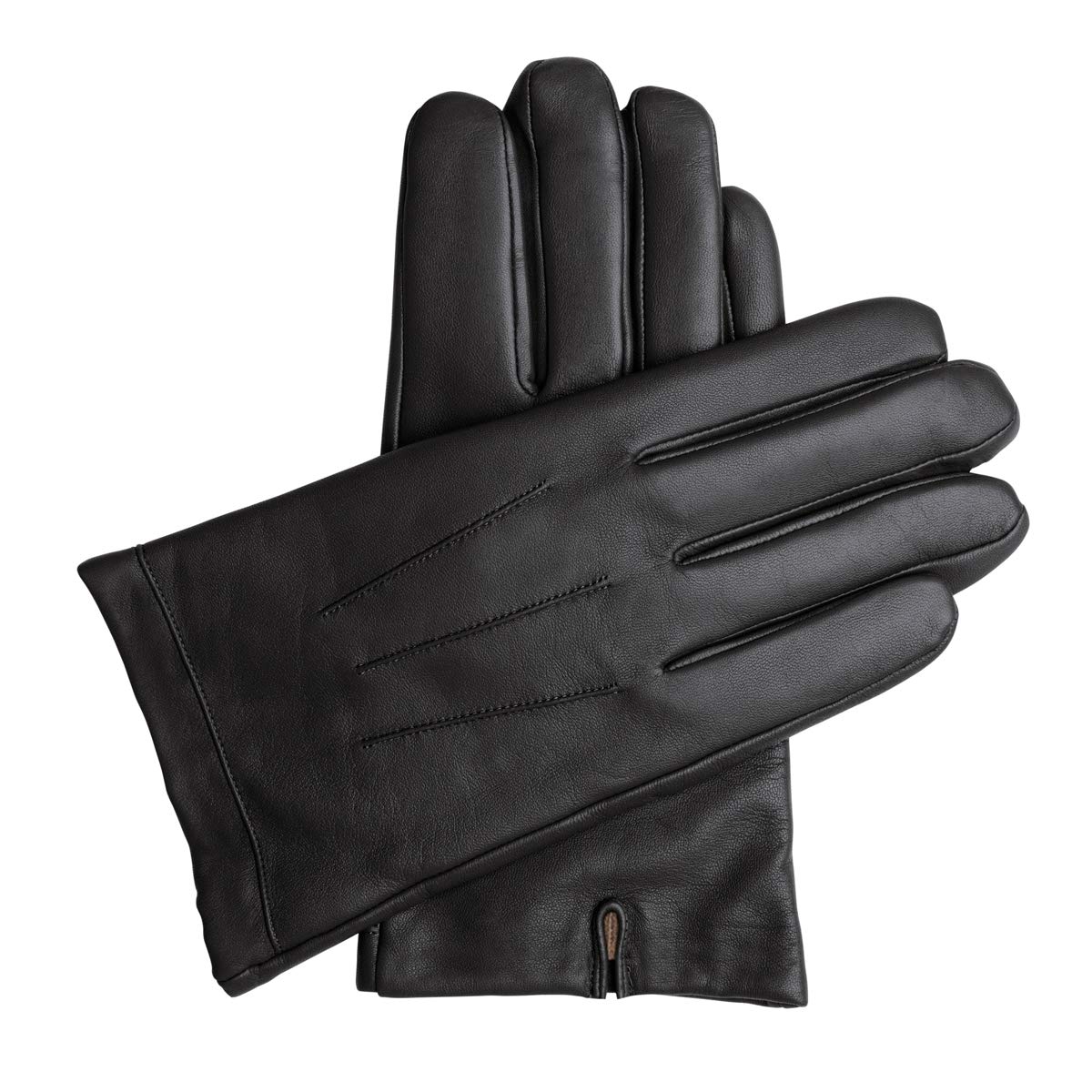 Downholme Classic Leather Cashmere Lined Gloves for Men (Black, L)